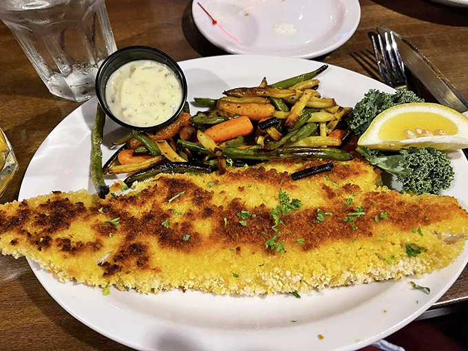 The walleye arrives golden-crusted and tender within, proving that lake-to-plate perfection doesn't require an ocean view&mdash;just Wisconsin know-how.