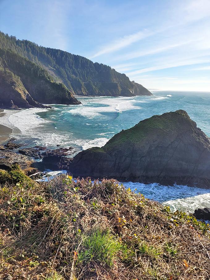 The Oregon coast at its most dramatic &ndash; where towering cliffs meet churning waves in a geological spectacle millions of years in the making.