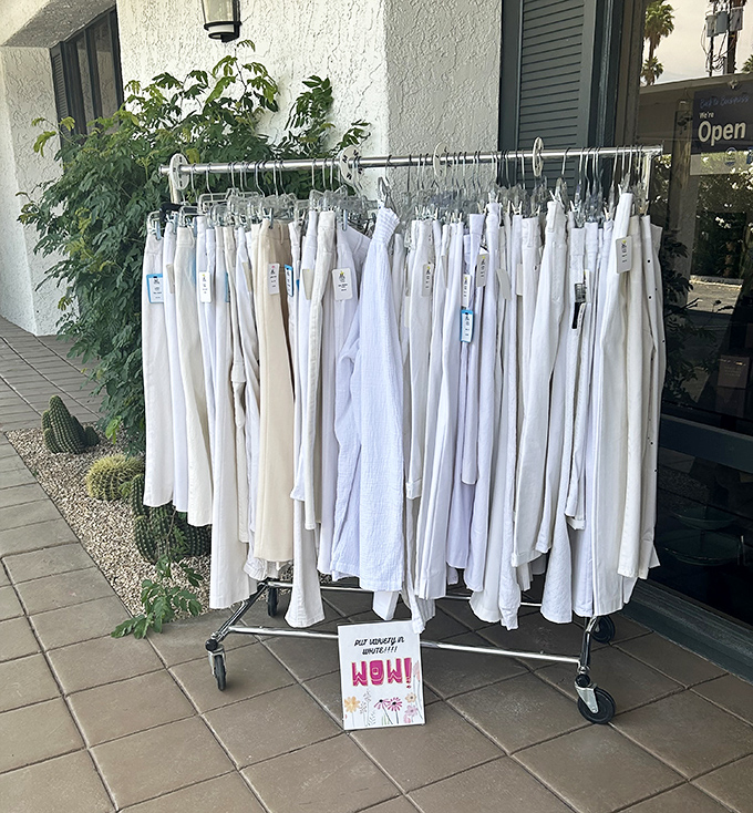 The white pants collection&mdash;proof that in Palm Desert, it's acceptable to wear white long after Labor Day, especially at these prices.