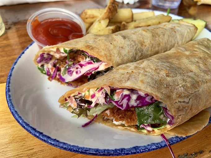 Not your California fish taco, but something uniquely Michigan. Fresh whitefish wrapped in a tortilla with vibrant slaw creates the Great Lakes' answer to coastal cuisine.