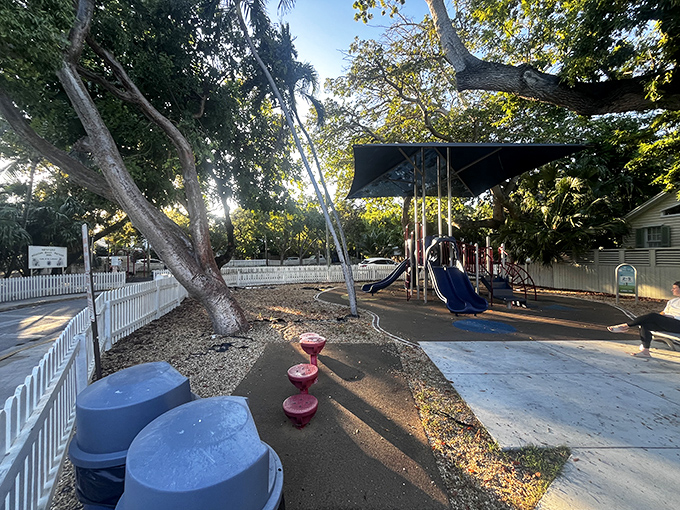 A playground nestled among tropical trees &ndash; because even in paradise, kids need somewhere to burn off that key lime pie energy.