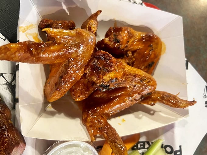 These wings aren't flying anywhere except straight to flavor town, their glossy coating promising a journey worth taking.