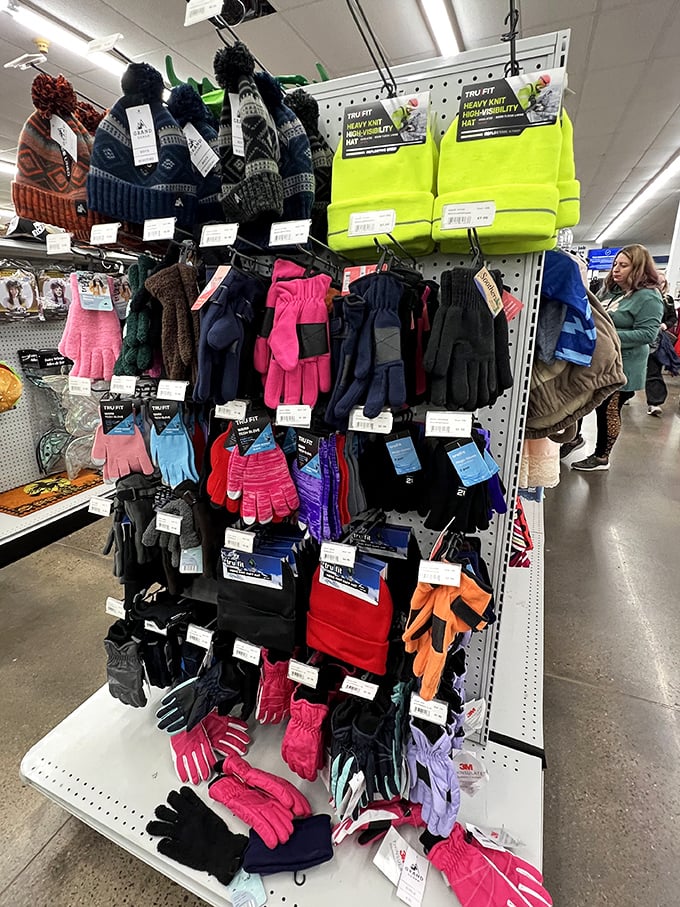Wisconsin winters demand serious gear, and this wall of warmth delivers with colorful options for the whole family.