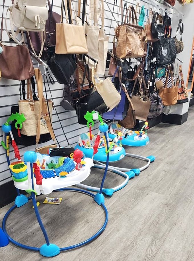 Handbag heaven meets baby bouncer bonanza &ndash; proof that both fashion statements and parenting necessities deserve second chances.