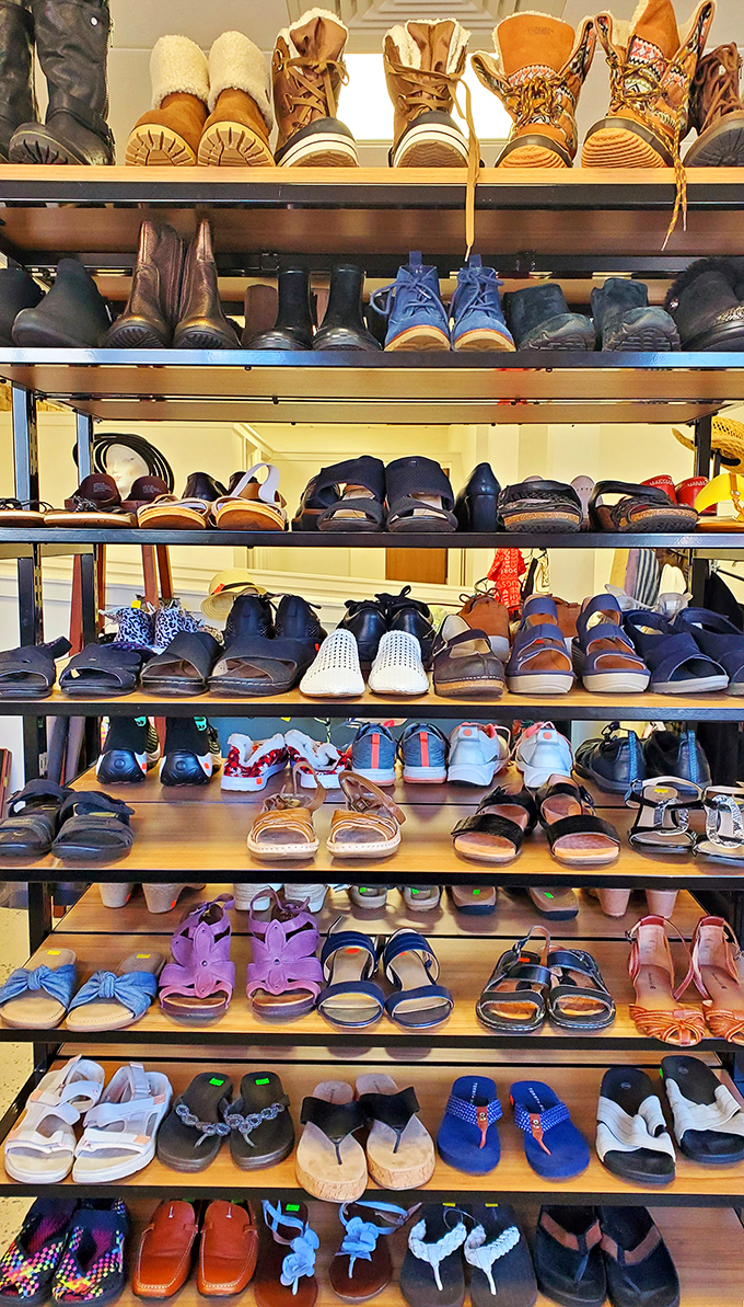 Footwear for days! Like a Cinderella story waiting to happen, these shelves hold the perfect pair for every Pennsylvania adventure.