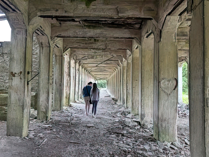 Walking through this abandoned quarry tunnel feels like stepping into an episode of "The Twilight Zone"&mdash;limestone walls whispering secrets of the past. 
