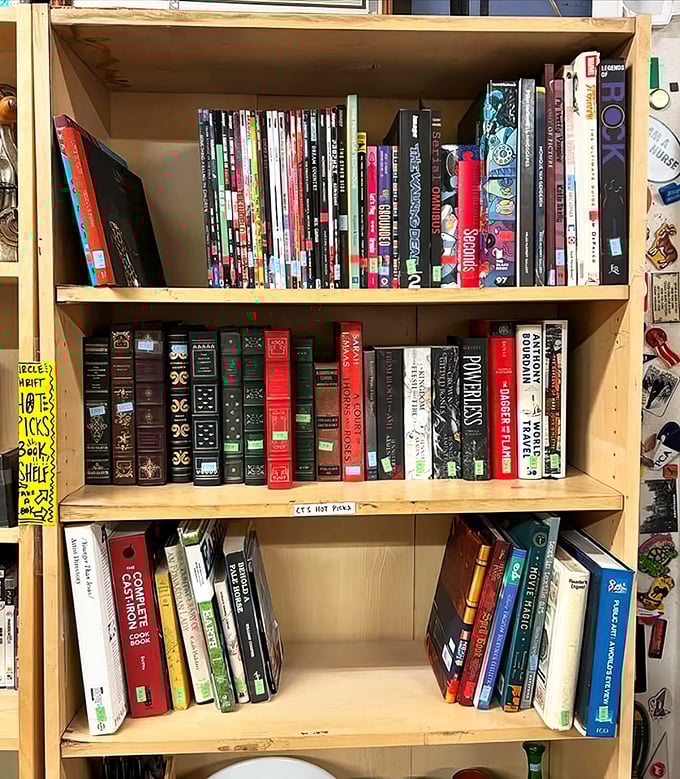 The book section offers literary journeys for pocket change&mdash;from leather-bound classics to dog-eared paperbacks that carried someone else through a rainy weekend.