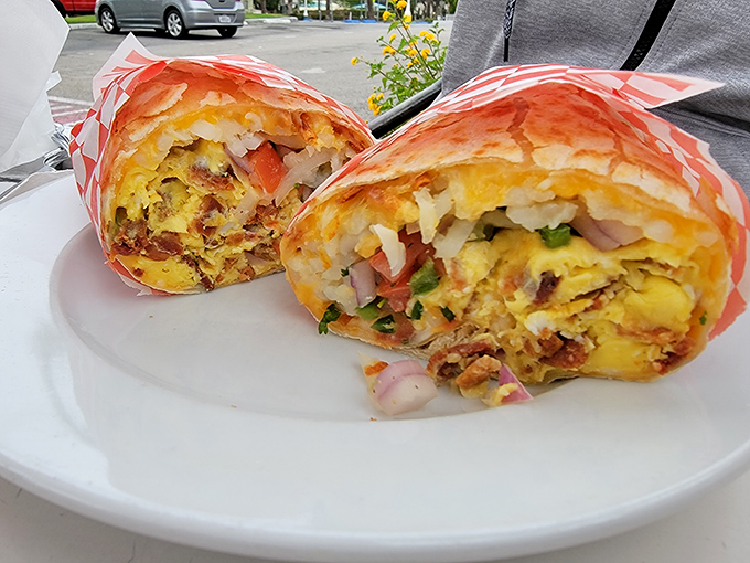 Breakfast burritos: where eggs, cheese, and various morning delights find their higher purpose wrapped in a tortilla. Pop's version is a masterclass in handheld satisfaction.