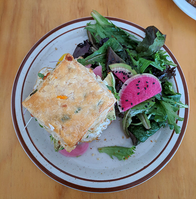 Who said salad can't be exciting? Flaky pastry meets vibrant greens and that showstopping watermelon radish &ndash; proof that healthy can be downright photogenic.