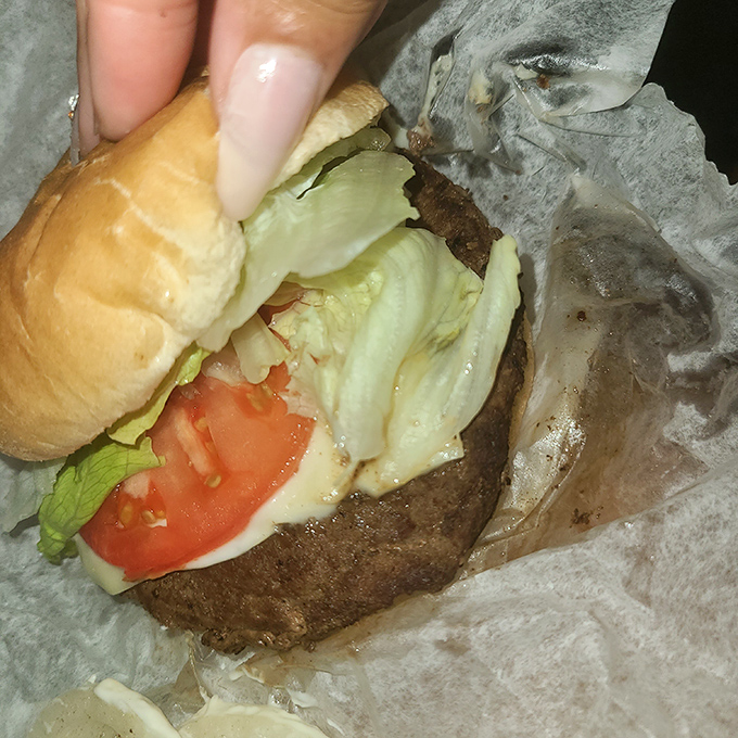 The California burger comes dressed to impress with fresh lettuce, tomato, and onion. In a world of complicated food trends, this classic reminds us why simplicity wins.