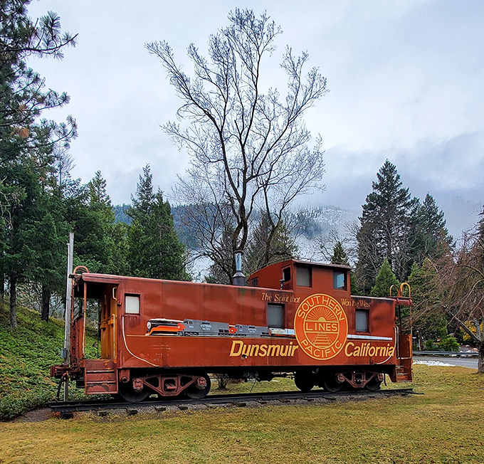 This vintage Southern Pacific caboose isn't just a photo op; it's a reminder of when "working remotely" meant something completely different.