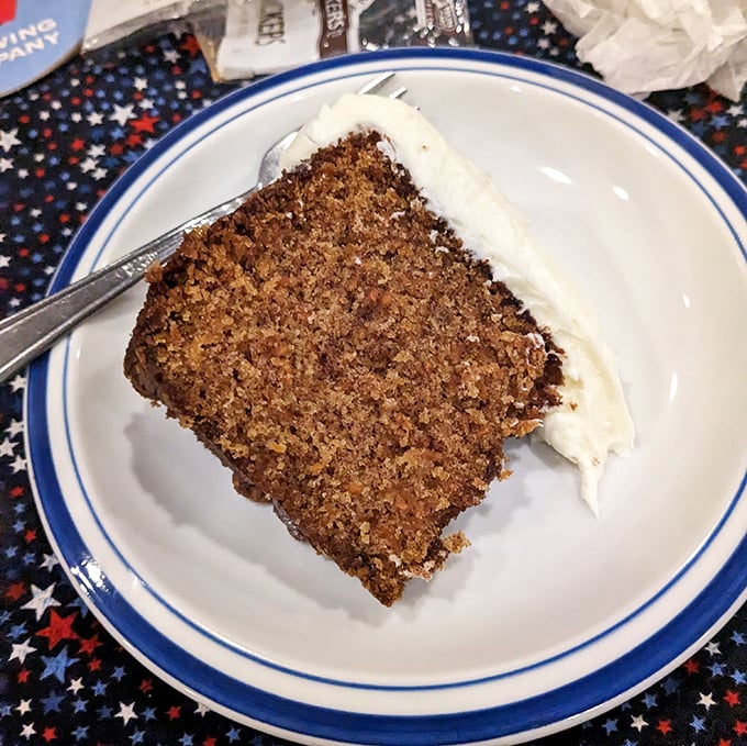 Not just dessert, but a slice of nostalgia&mdash;this carrot cake looks like it could win a blue ribbon at the county fair.