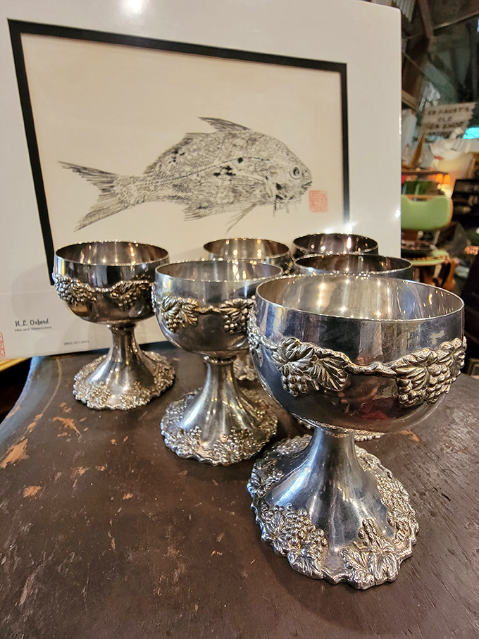 Silver chalices fit for a medieval feast or your next dinner party. Imagine serving sangria in these conversation starters!