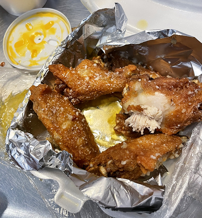 These wings aren't playing second fiddle to anyone &ndash; golden-brown, crispy-skinned flavor bombs that provide delicious respite between pizza cuts.