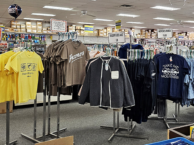The clothing section offers everything from Pocono pride to mountain adventure gear. That fleece jacket is practically begging to join your next hiking trip.
