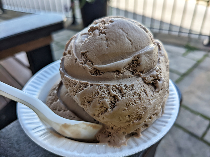 A mountain of chocolate almond ice cream that would make Willy Wonka jealous&mdash;dense, creamy, and worth every calorie.