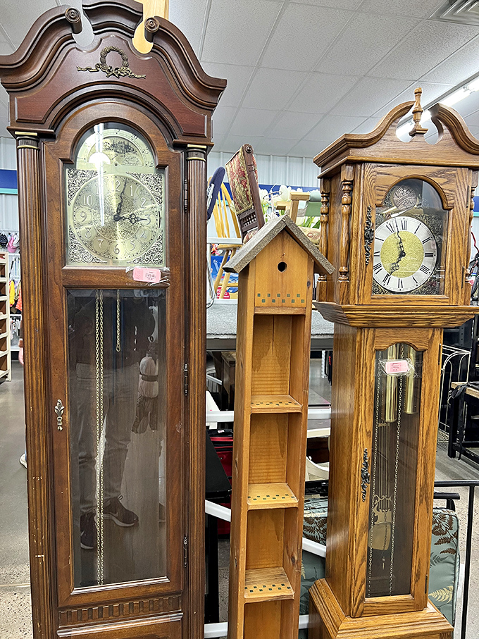 Grandfather clocks stand like wise sentinels of bygone eras, their pendulums waiting for someone to bring them back to life and conversation-piece status.