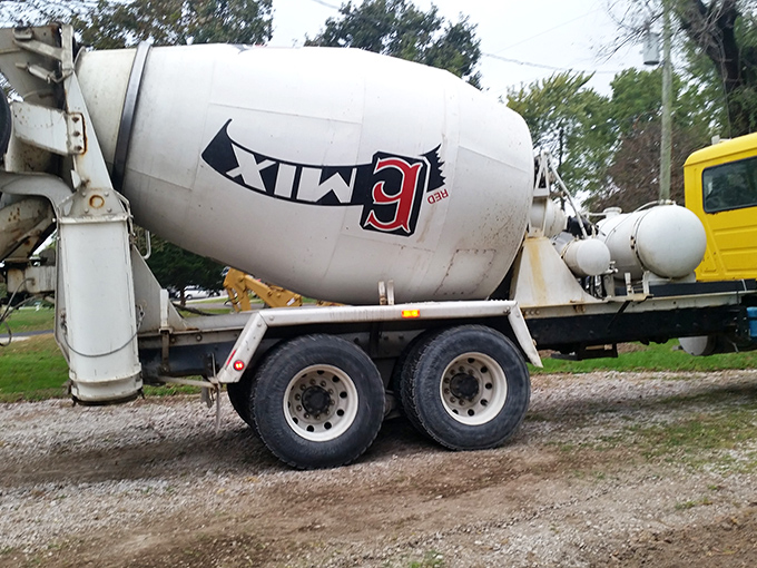 Even the parking lot holds surprises! This cement mixer proves Homestead isn't just about small treasures&mdash;they go big or go home.