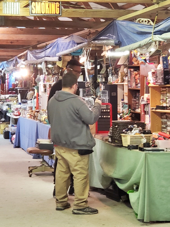 The art of the browse in full display—this is where relationships form between sellers who know their stuff and buyers who know what they're after.