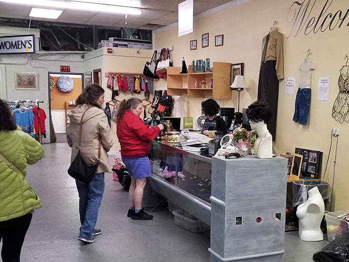 The checkout area buzzes with the quiet excitement of successful hunters, each waiting to reveal their day's conquests to appreciative cashiers.
