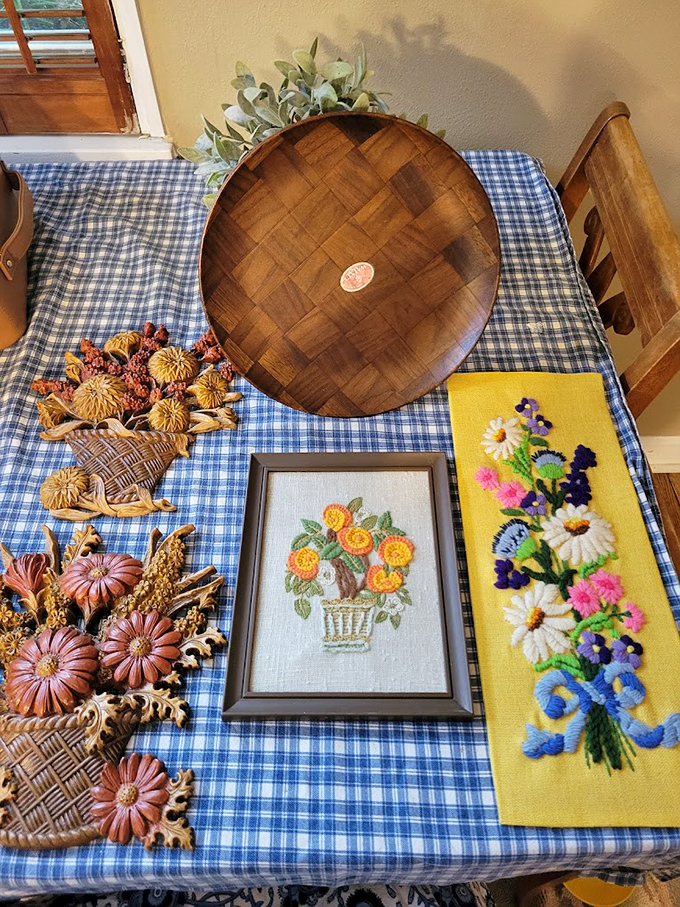 Handcrafted treasures await discovery, proving someone's grandmother had impeccable taste and serious skills.