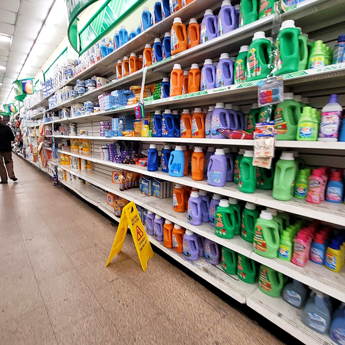 The cleaning aisle: a rainbow of solutions for life's messiest moments. Proof that tackling grime doesn't require spending a small fortune.