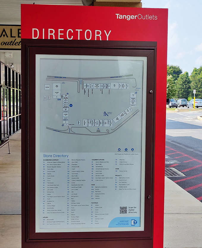The shopping strategist's best friend: a directory board that transforms random wandering into a tactical strike mission for bargains.