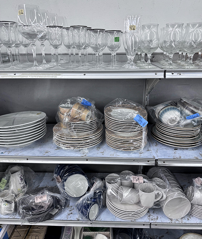Crystal stemware that once toasted special occasions now stands at attention, waiting for new celebrations and dinner parties yet to be planned.