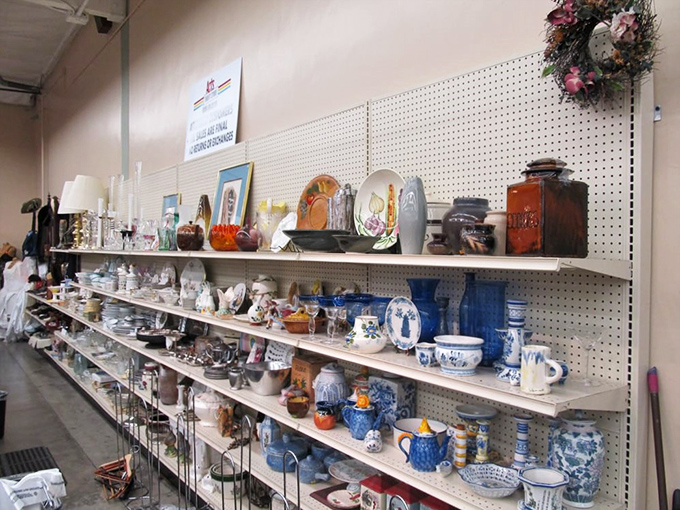 Grandma's china cabinet has nothing on this collection of porcelain treasures. Blue and white pottery stands ready to grace new tables with vintage charm.