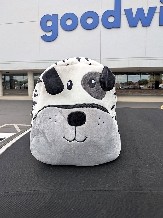 Even canine companions get the secondhand treatment! This dalmatian backpack proves one shopper's "too cute to use" is another's perfect find. 