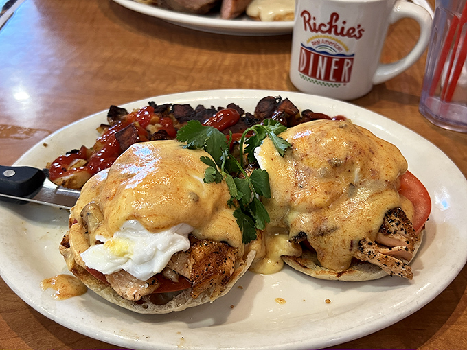 Eggs Benedict that makes you question why you'd ever attempt making hollandaise at home. The sauce cascades like a buttery waterfall of happiness.