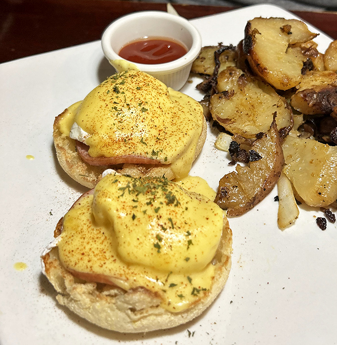 Eggs Benedict that would make a brunch skeptic convert. Those home fries aren't just a side dish&mdash;they're a supporting actor worthy of their own award.