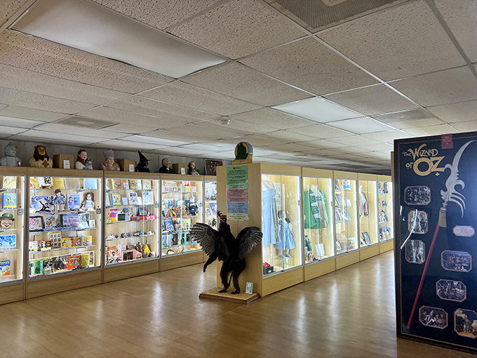 Illuminated display cases house treasures that would make any collector's heart skip &ndash; from flying monkeys to miniature Munchkins.