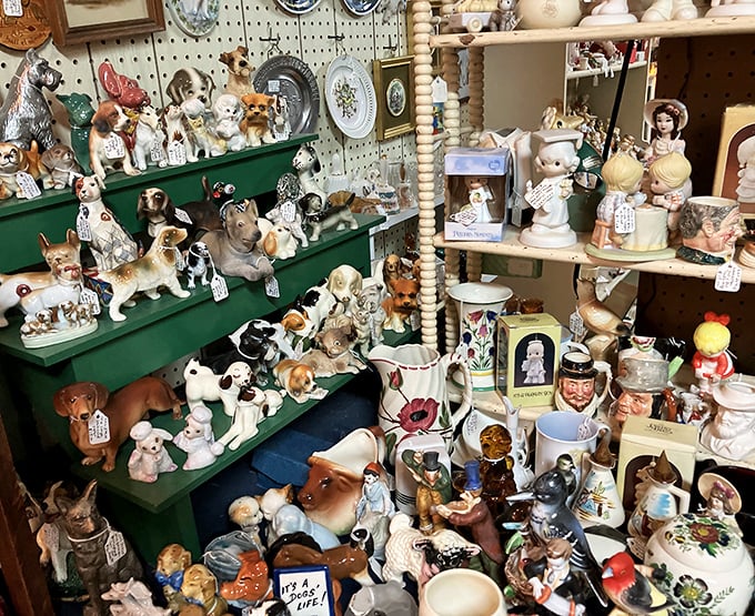 The ceramic dog army stands at attention, waiting for deployment to your curio cabinet. Each porcelain pup more charming than the last.