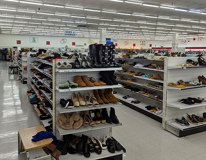Shoe heaven or shoe museum? Either way, these shelves offer footwear fantasies at prices that won't give your wallet blisters.