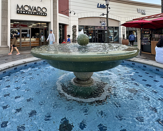 Movado, Levi's, and Vans surround a bubbling fountain&mdash;the retail equivalent of a watering hole where different shopping species gather to refresh.