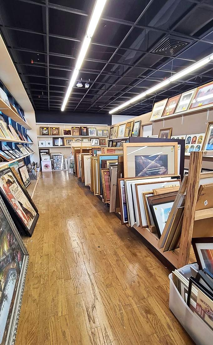 The art section transforms daily, offering everything from mass-produced prints to what might be undiscovered masterpieces hiding in plain sight.