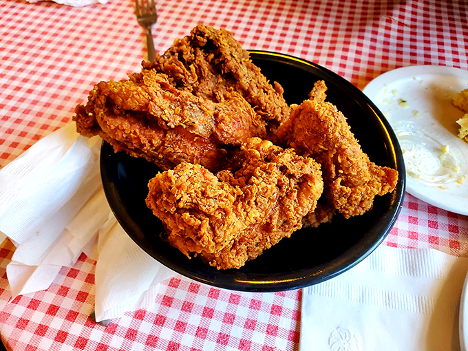 Golden fried chicken that would make Colonel Sanders question his life choices &ndash; crispy, juicy, and absolutely magnificent.