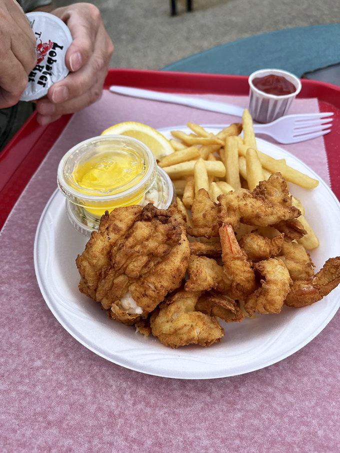 Golden-fried shrimp that crunch like autumn leaves. The perfect marriage of crispy coating and tender seafood that would make Neptune himself jealous.