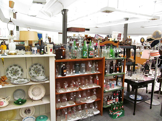 Vintage bottles line the shelves like liquid history. From classic Coca-Cola to forgotten local sodas, each one fizzing with nostalgia.