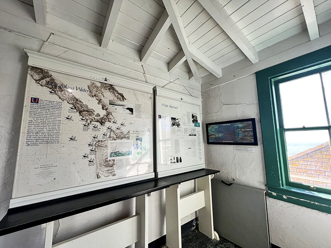 Step into history through walls that tell stories of dedication, storms, and countless saved ships.