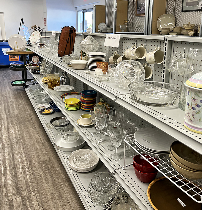 Crystal bowls and vintage dishware create a sophisticated tablescape that would make Martha Stewart jealous.