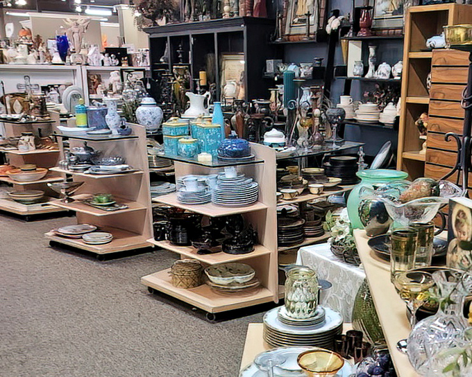 Dish paradise where your grandmother's china pattern might be waiting to complete your set. One person's "I never use this" becomes another's "I've been searching forever!"