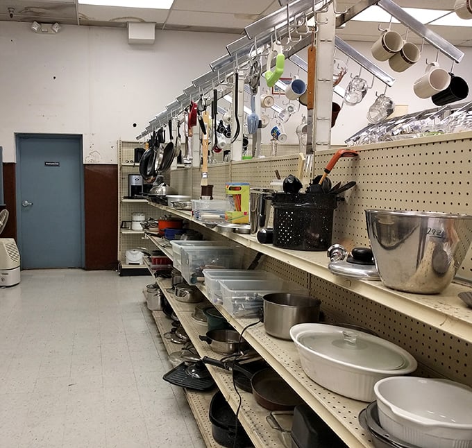 Julia Child would approve of this kitchenware collection&mdash;hanging pots, practical pans, and enough serving bowls to feed a neighborhood.