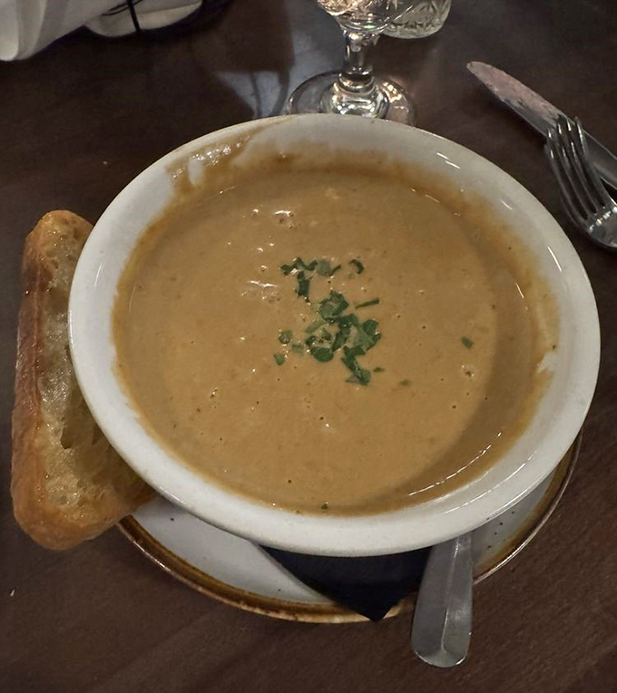 This isn't just soup&mdash;it's liquid comfort with a college degree. Creamy, rich, and more complex than your last relationship.