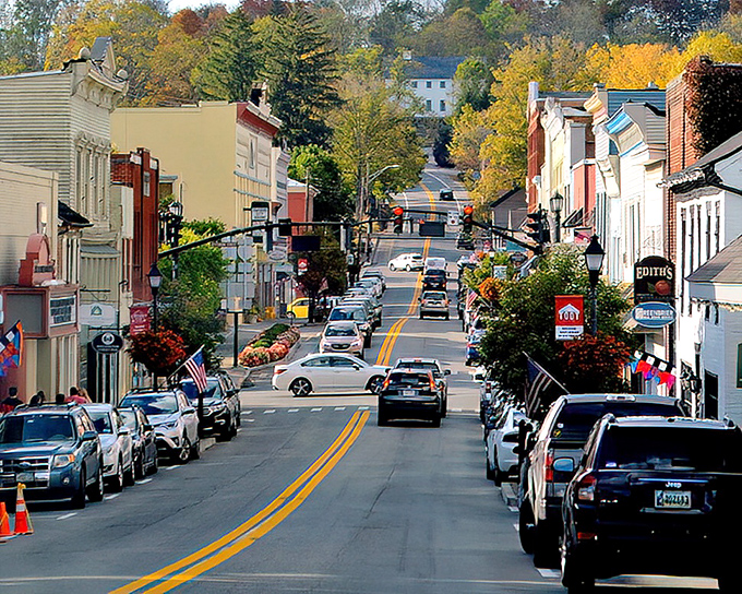 A view down Market Street showcases Lewisburg's perfect blend of historic charm and modern convenience, without big-city parking nightmares.