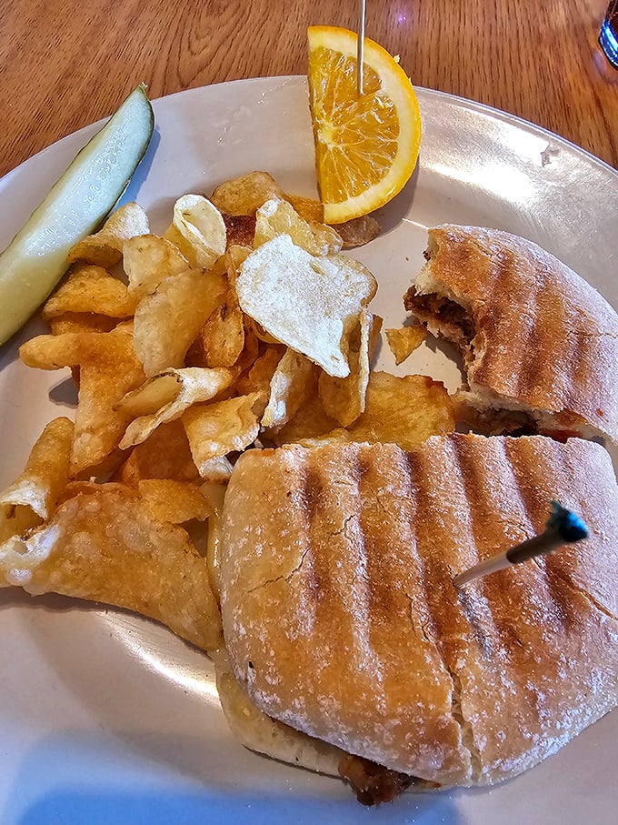 The meatloaf sandwich with its perfect grill marks proves that yesterday's dinner can become today's masterpiece with the right touch.