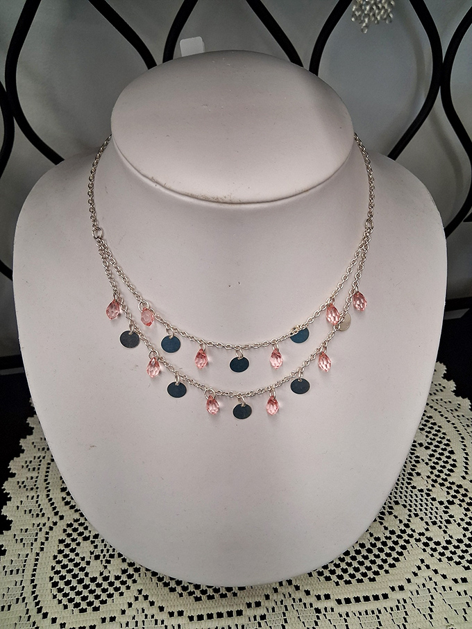 Delicate craftsmanship at bargain prices &ndash; this tiered necklace would cost triple at a department store but here waits for its second chance to shine.