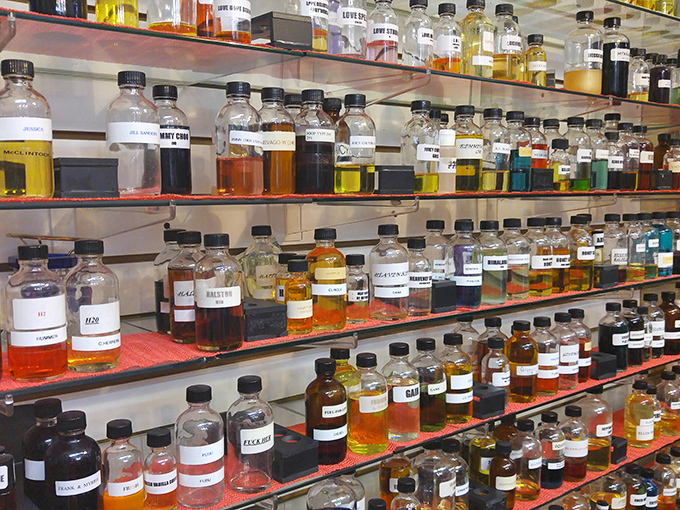 The perfume section resembles a mad scientist's laboratory, with mysterious elixirs promising to transform you from merely present to unforgettably fragrant.