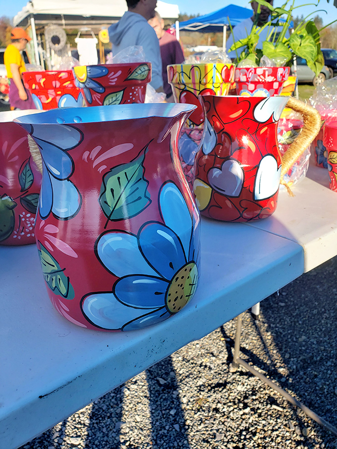 Hand-painted pitchers that turn ordinary lemonade into a celebration. Whoever said functional can't be fabulous clearly never visited this artisan's stall!